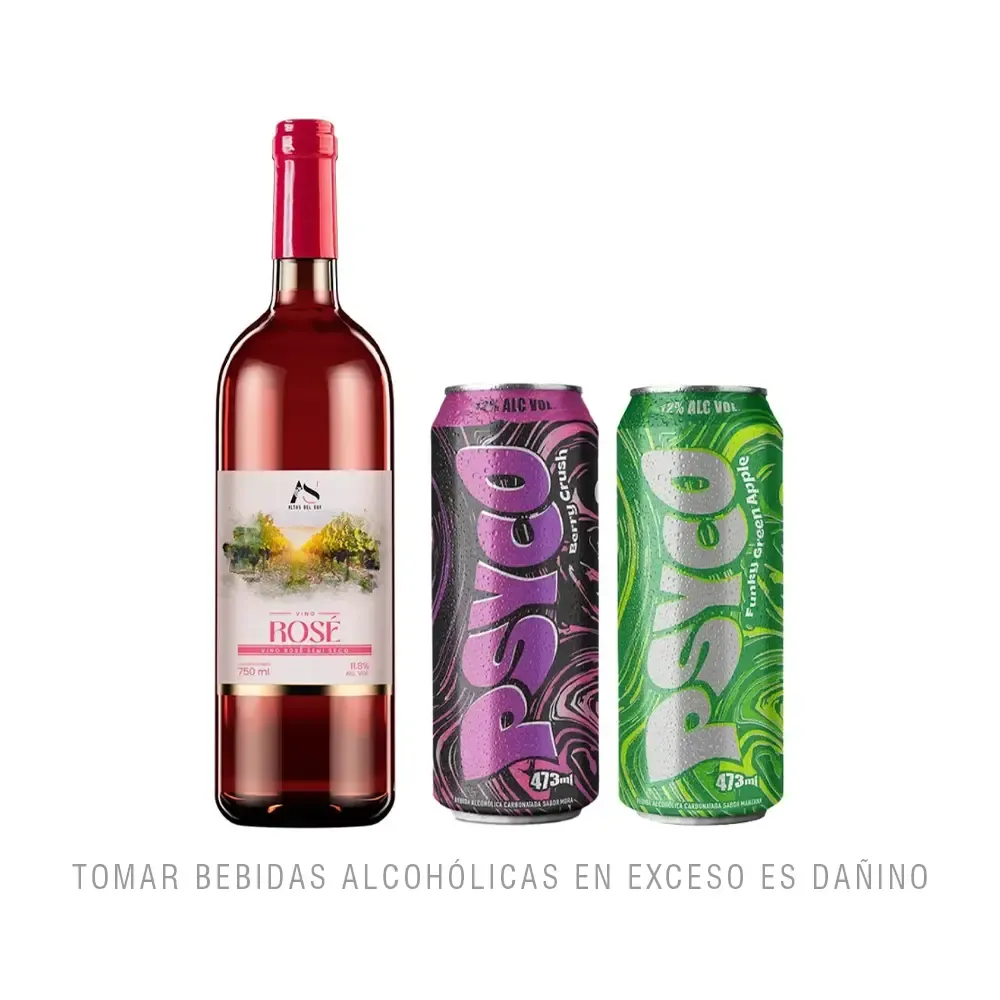 Pack 1 Vino Altos Del Sur Rose Botella 750Ml + 1 Rtd Psyco Berry Crush ...