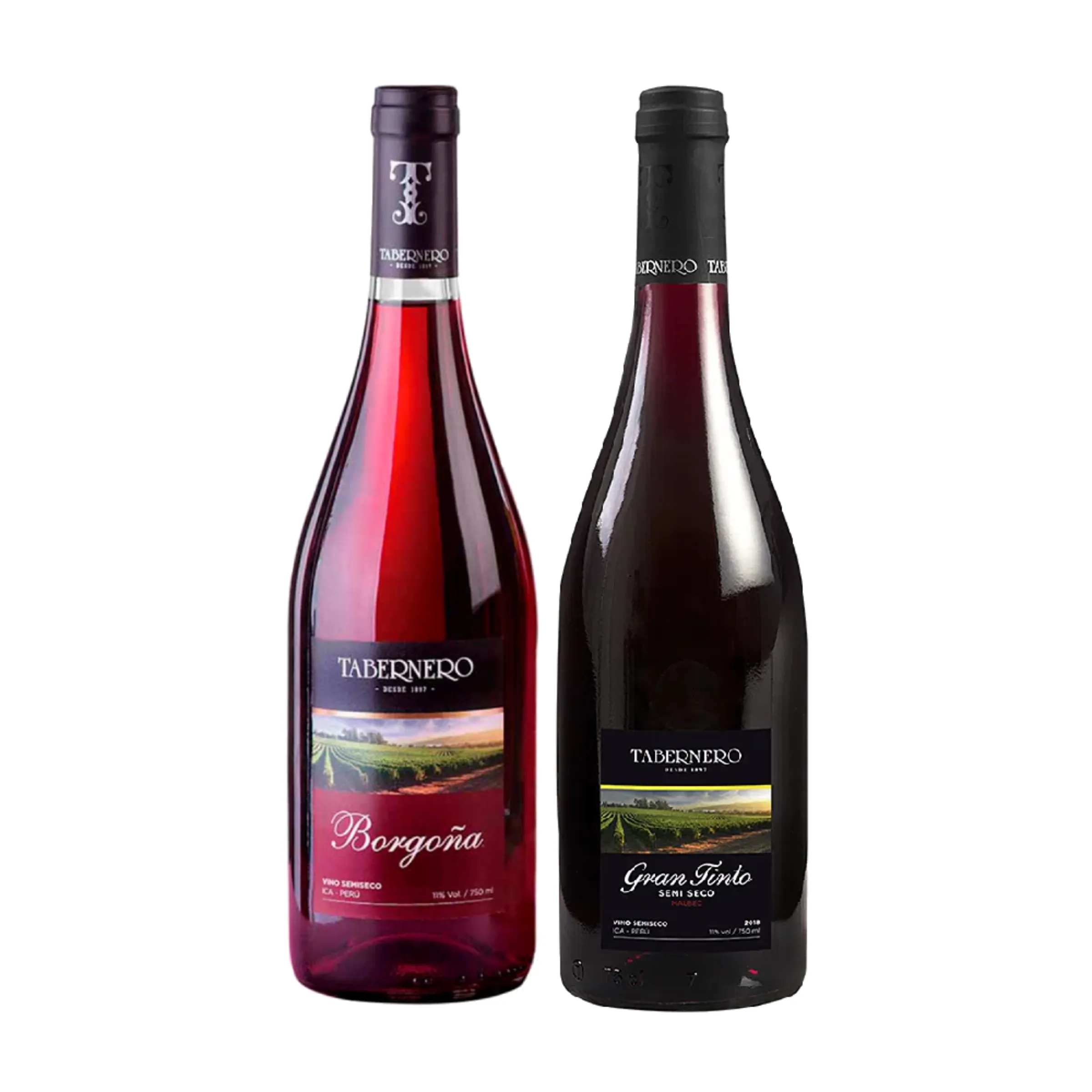 Pack (1 Vino Tabernero Semi Seco Borgoña x 750 Ml + 1 Vino Gran Tinto ...