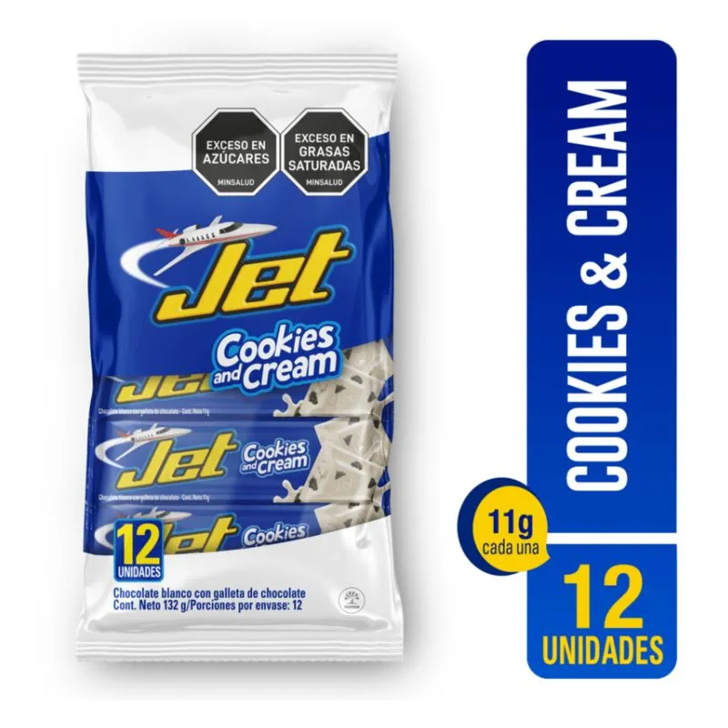 12 Chocolatina jet cookies and cream x 11 grs - Supermercados La 80 ...