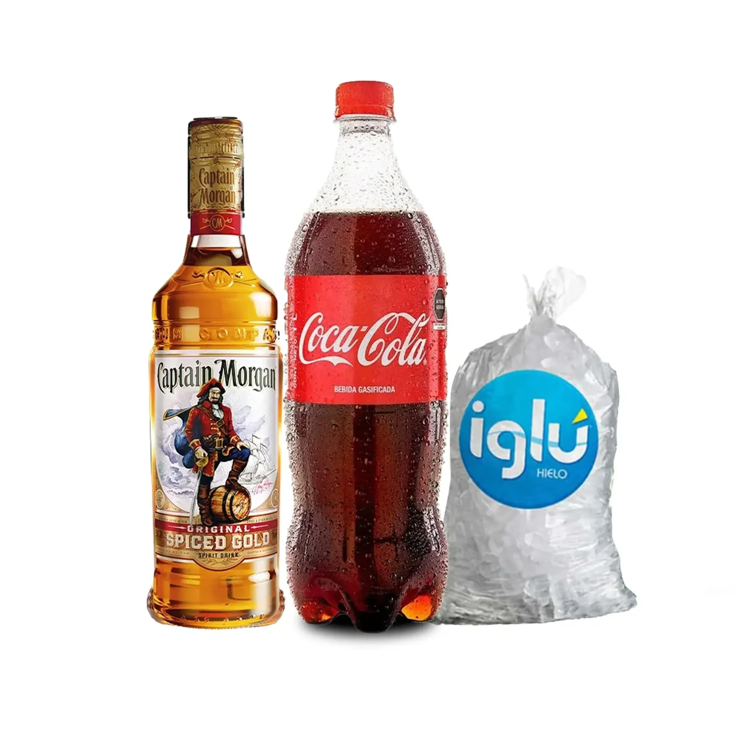 Pack (Ron Captain Morgan 700 Ml + Coca Cola 1 Lt + Hielo 1.5 Kg ...