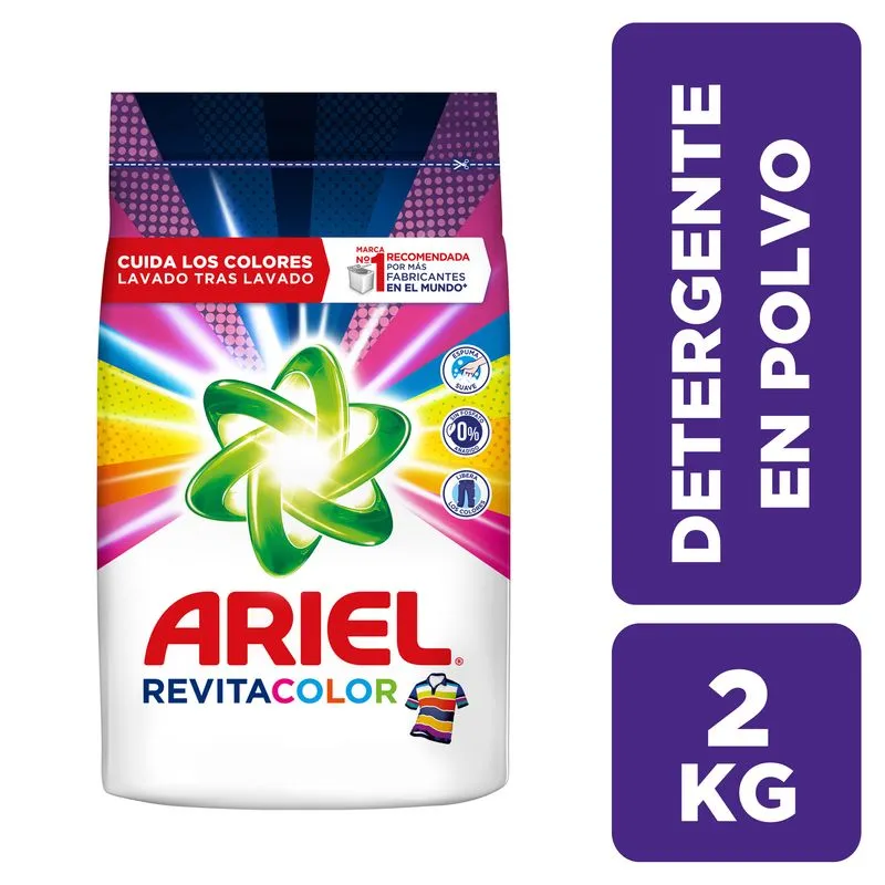 DETERGENTE EN POLVO ARIEL 2000G REVITACOLOR - Supermercados La 80 ...