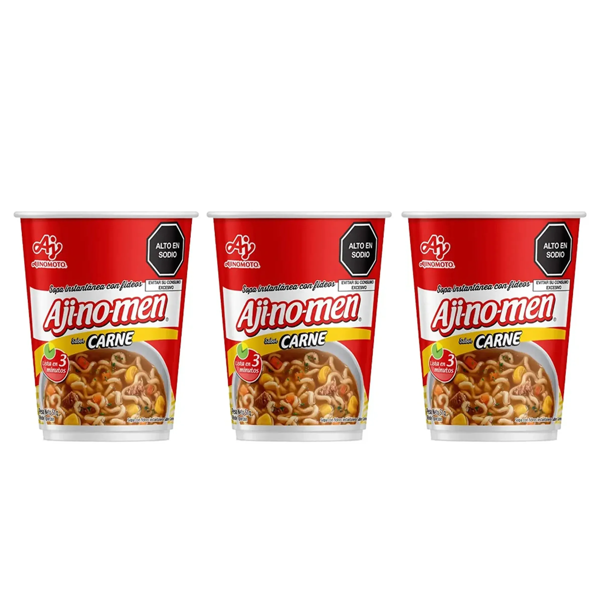 Pack (3 Sopa Sabor Carne Con Fideos Ajinomen x 51 Gr) - Tambo & Yape | Cada vez más cerca