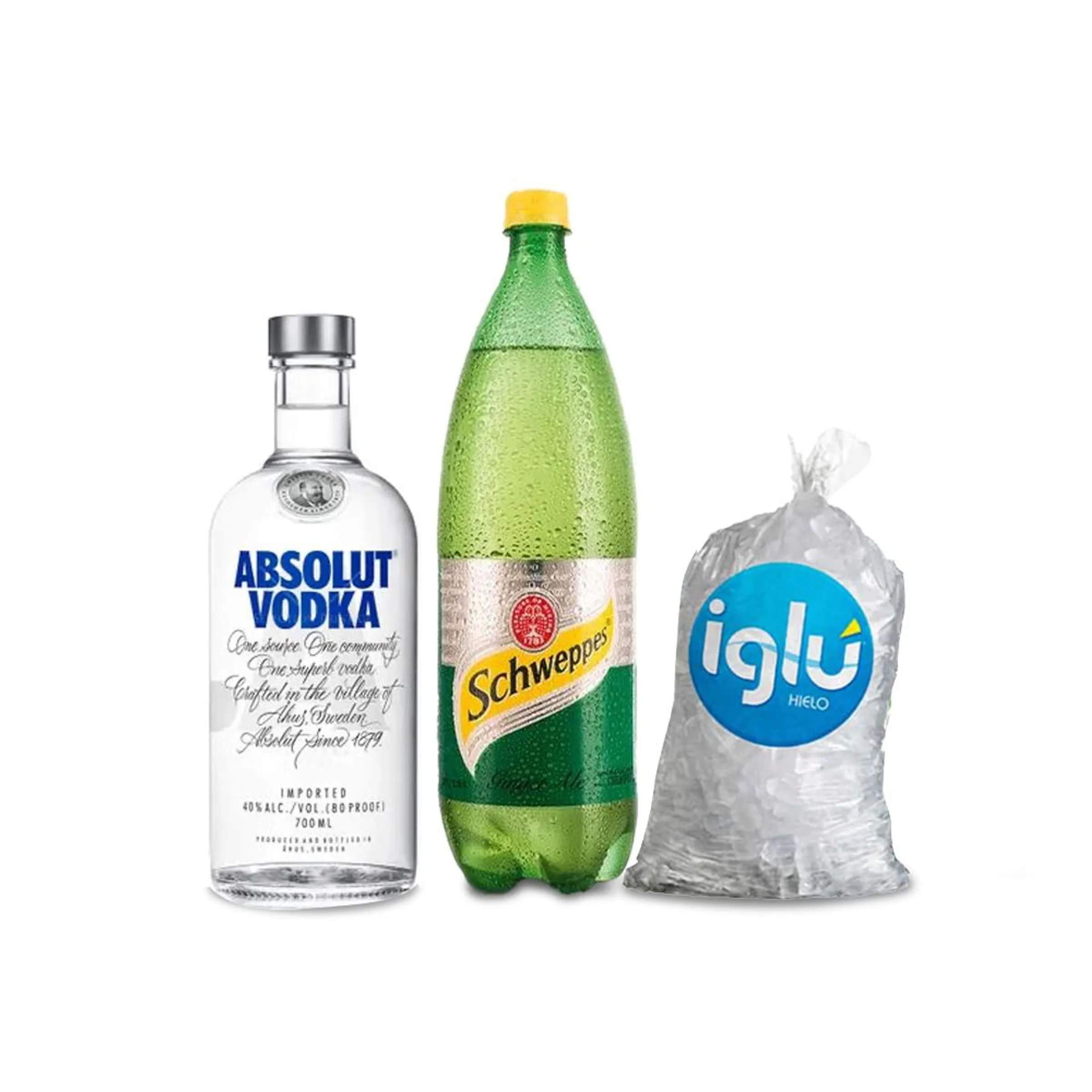 Pack (1 Schweppes Ginger Ale x 1.5 Lt + 1 Vodka Absolut x 700 Ml ...