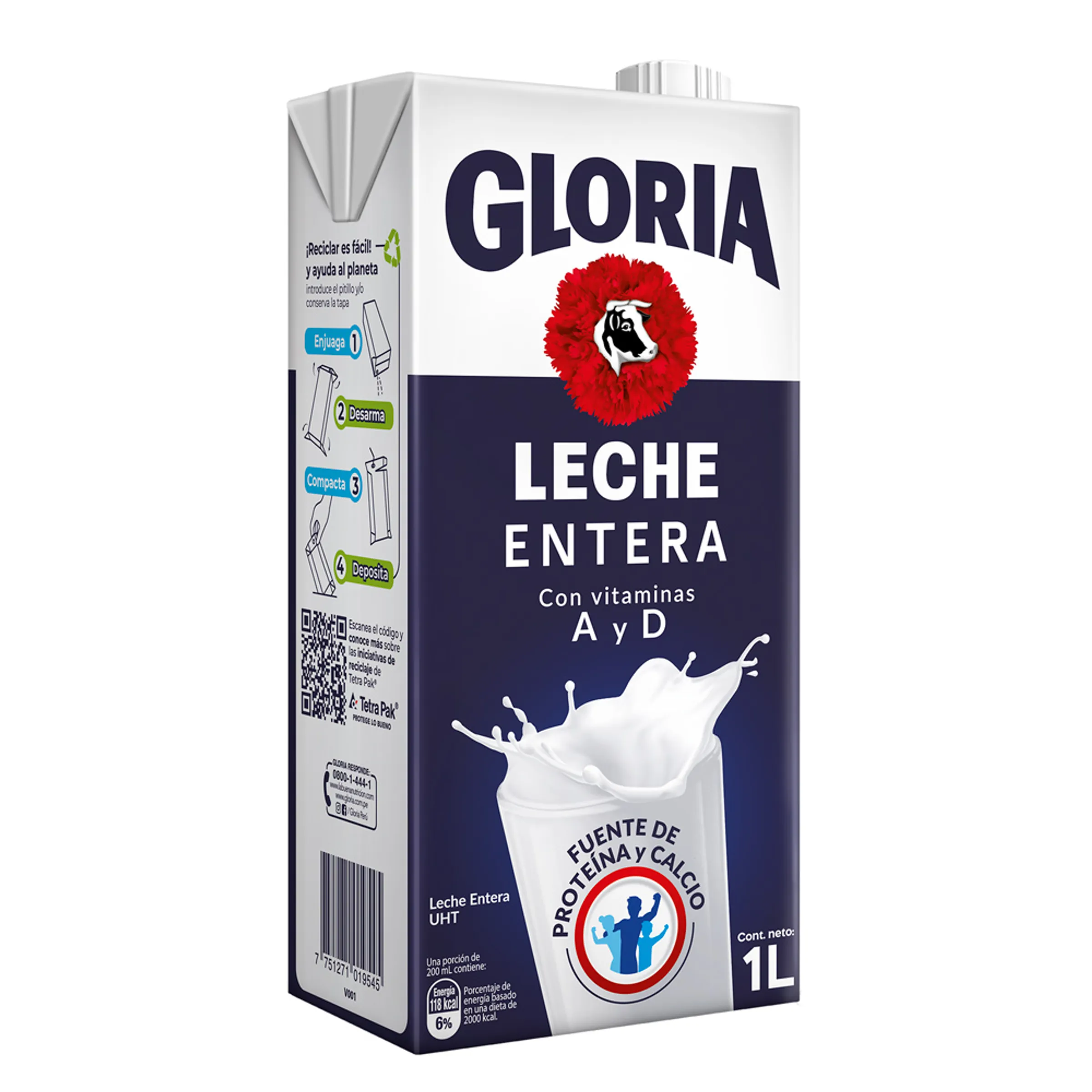 Leche UHT Gloria Entera 946 ML - Tambo | Cada vez más cerca