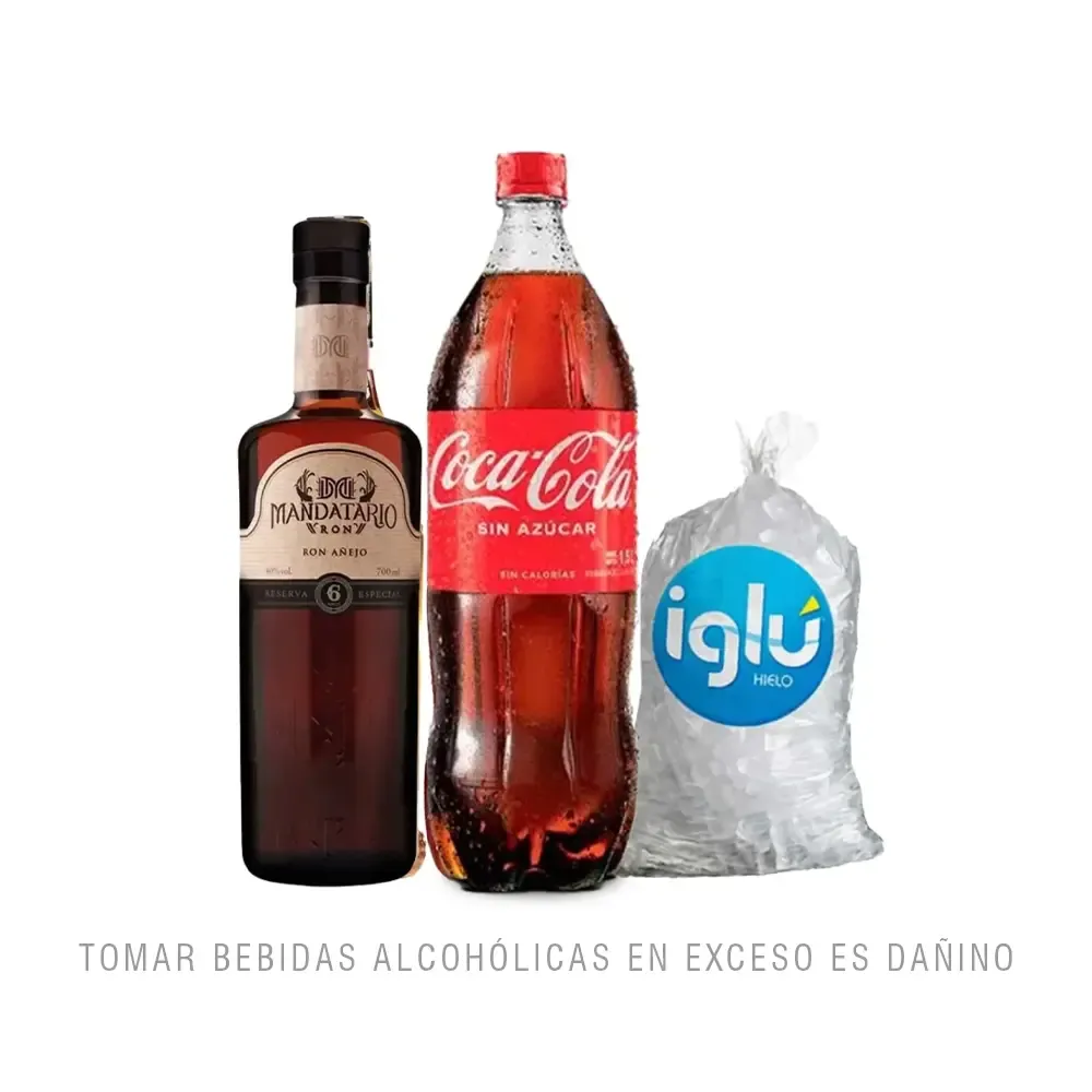 Pack (1 Ron Mandatario 6 Años 700 Ml + 1 Coca Cola Sin Azúcar 1.5 Lt ...