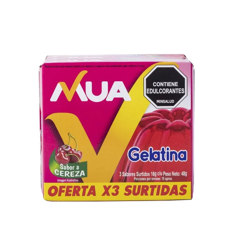 3 gelatina mua surtida x 16 grs fresa-cereza-frutos rojos ...