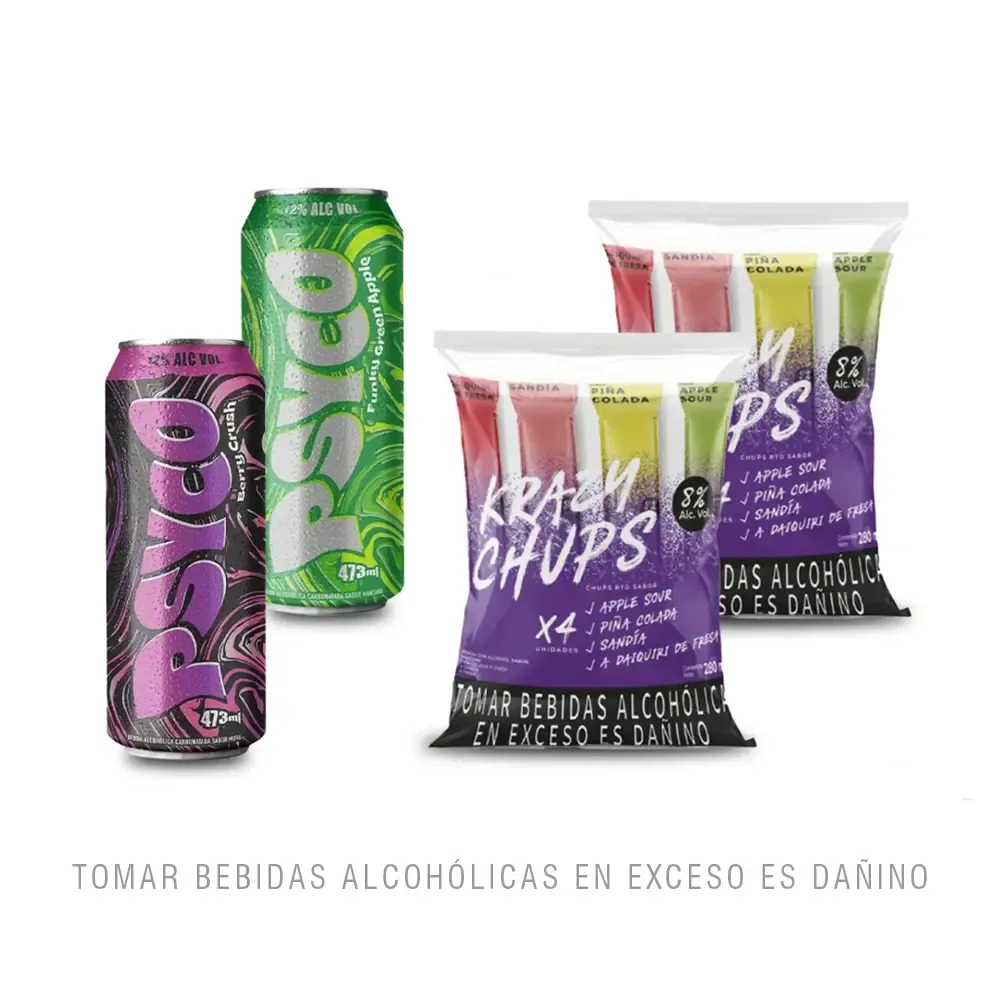 Pack (1 Rtd Psyco Berry Crush 473Ml + 1 Rtd Psyco Green Apple 473Ml + 2 ...