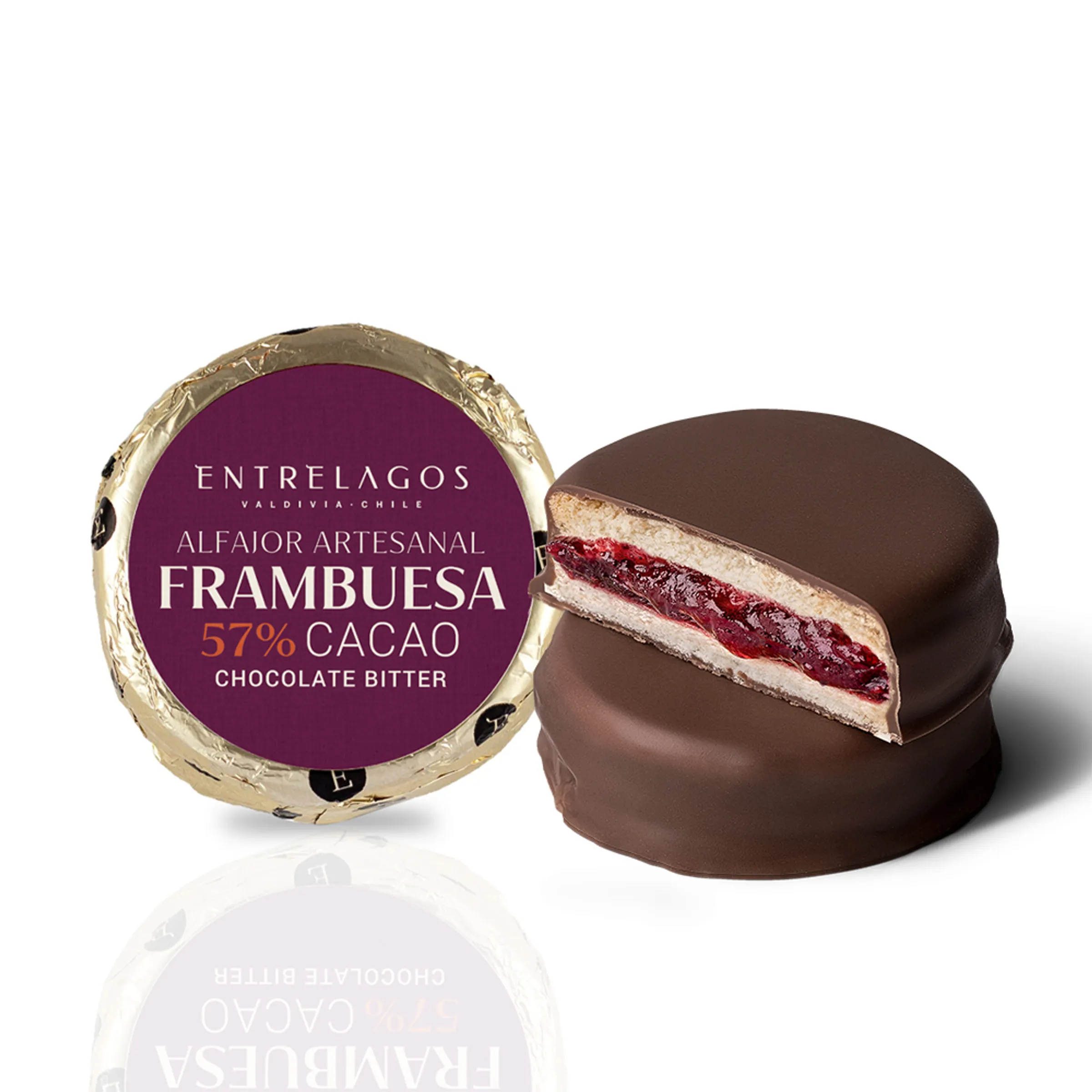 448 - Alfajor frambuesa chocolate bitter 40 gr. - Chocolatería ...