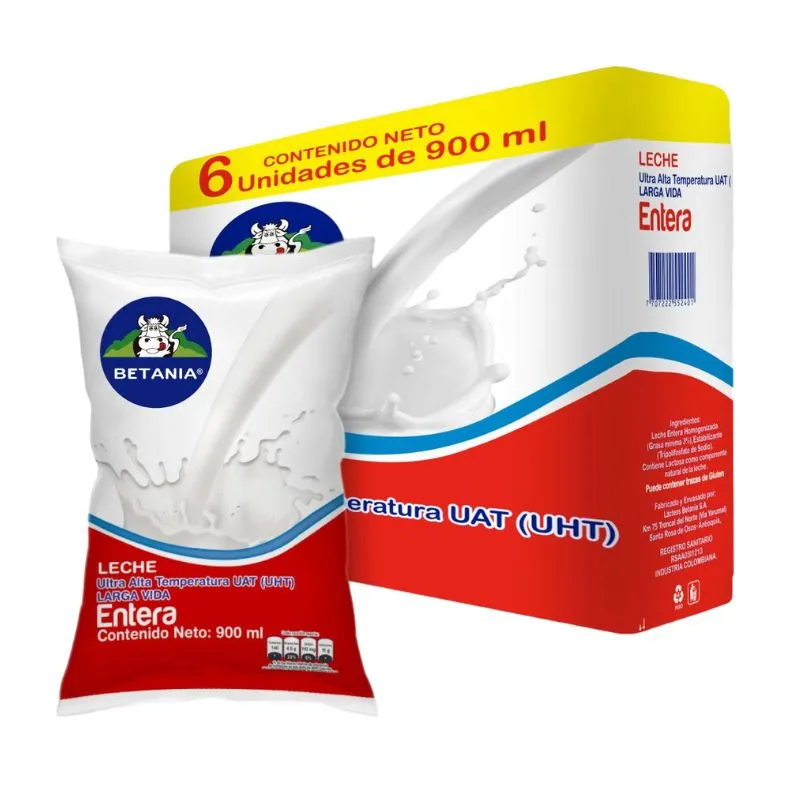 SIXPACK LECHE ENTERA LACTEOS BETANIA 900ML UHT - Supermercados La 80 ...