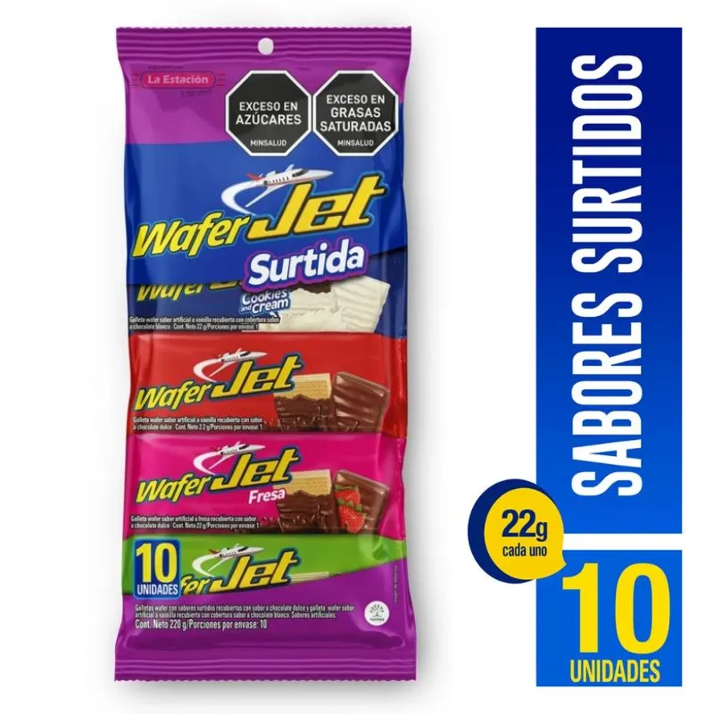 10 GALLETA WAFER JET SURTIDA X 22 GRS RECUBIERTA CON CHOCOLATE ...