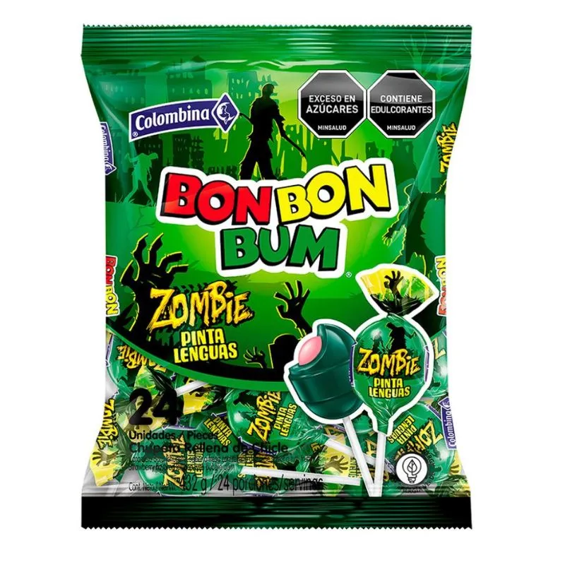 Chupeta bon bon bum colombina zombie pinta lenguas x 432 x 24 und ...