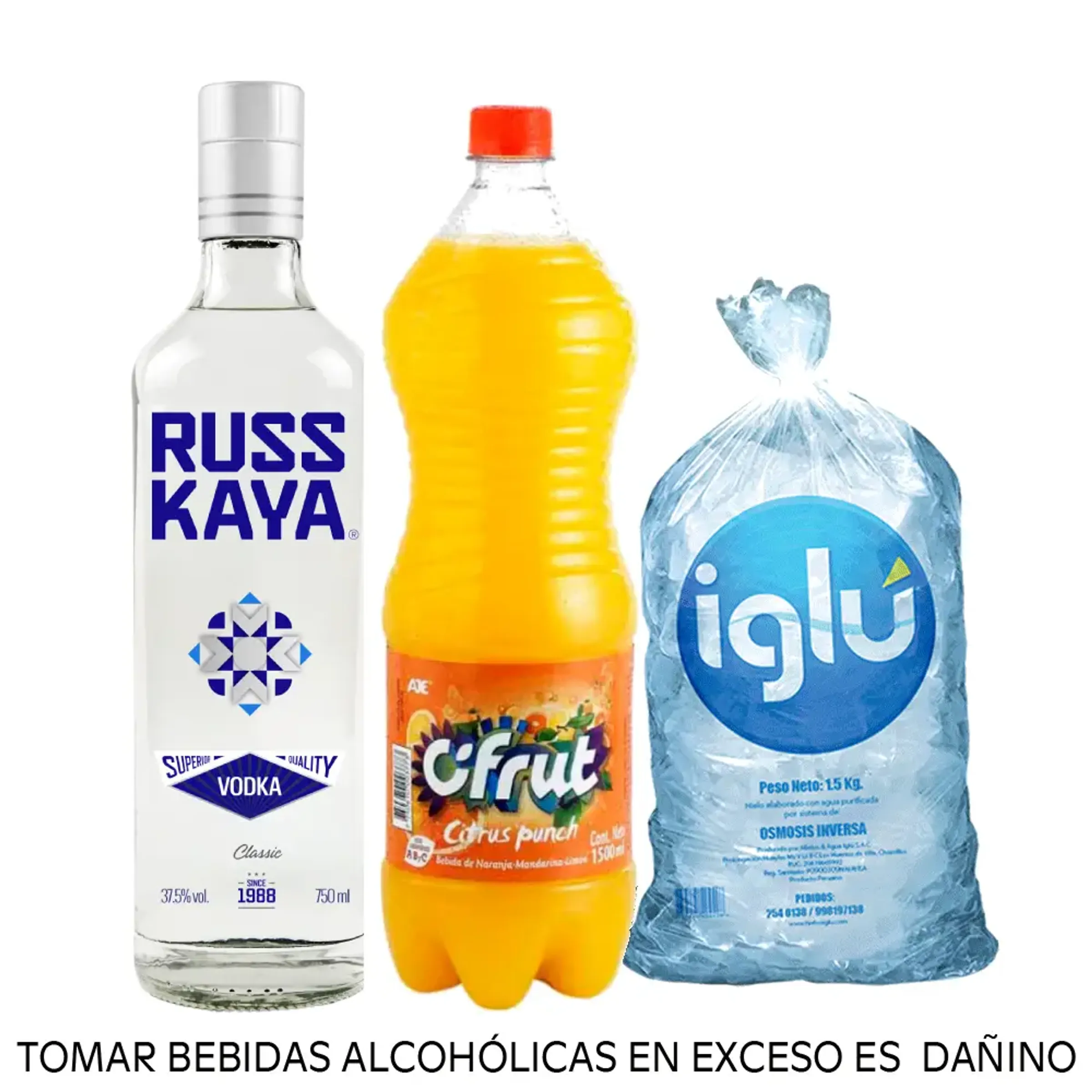 Pack (1 Vodka Russkaya x 750 Ml + 1 Jugo Cifrut Citrus Punch x 1.5 Lt ...