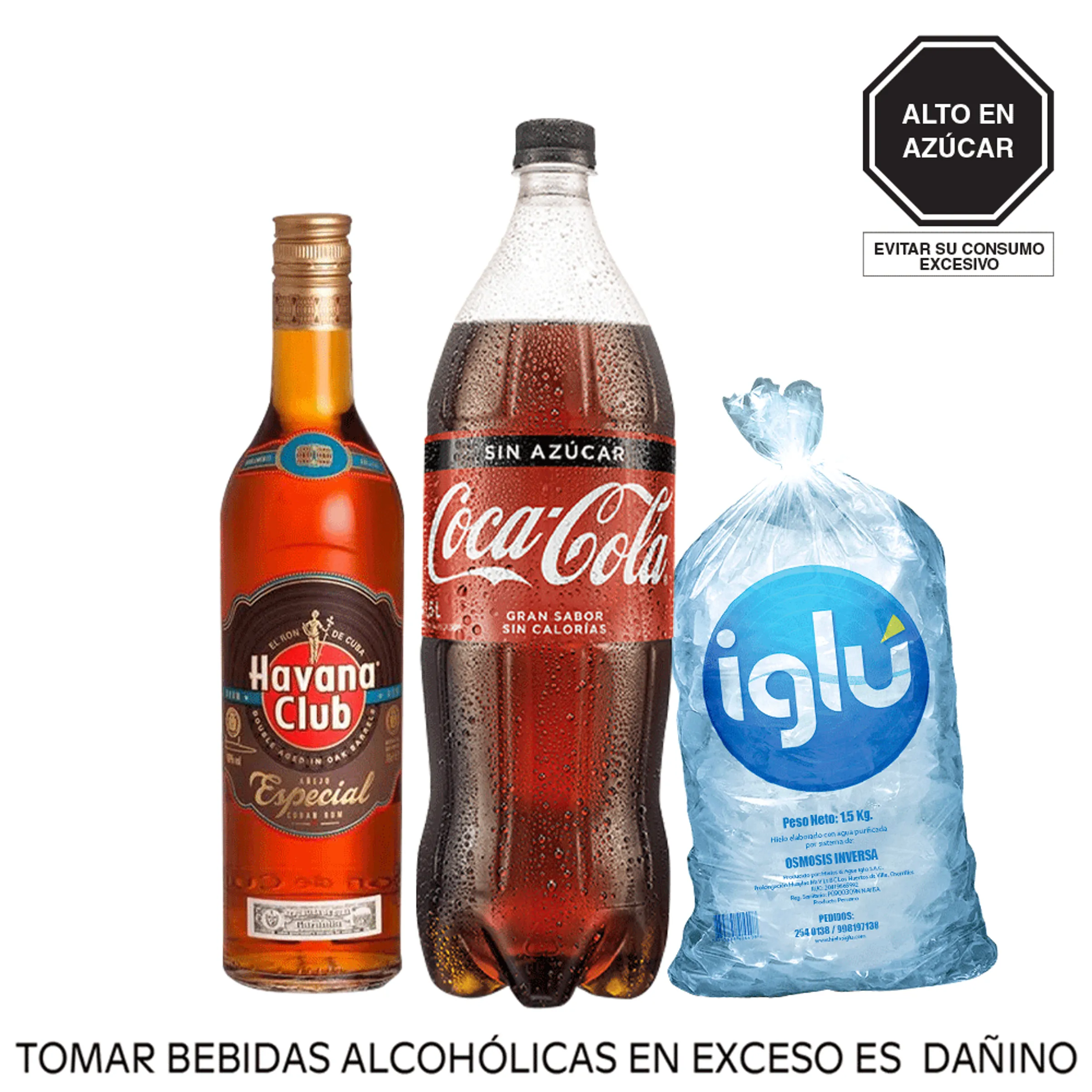 Pack (1 Coca Cola Sin Azúcar x 1.5 Lt + 1 Ron Havana Club Añejo ...