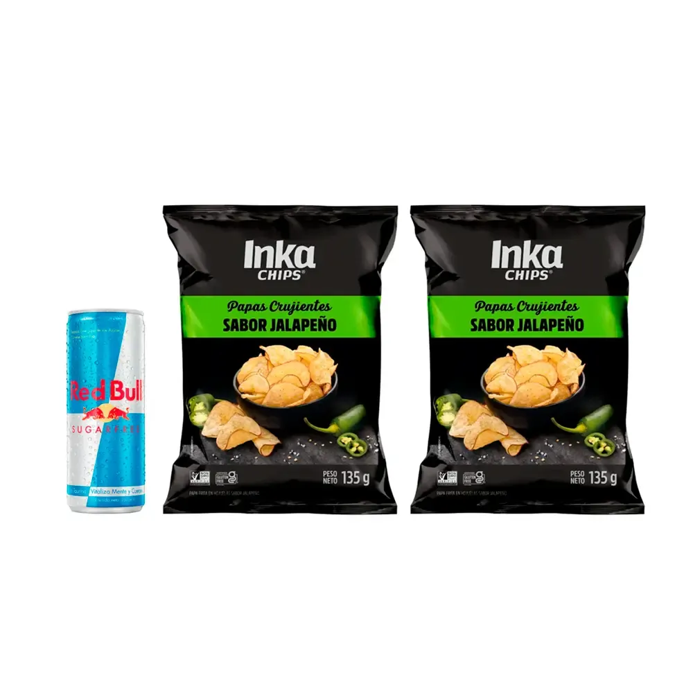 Pack (1 Energizante Red Bull Sugar Free x 250 Ml + 2 Inka Chips Jalapeño x 135 Gr) - Tambo ...