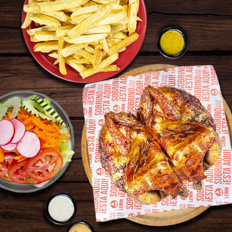 Pollo + Papas + Ensalada - Leñon | Pollos a la brasa