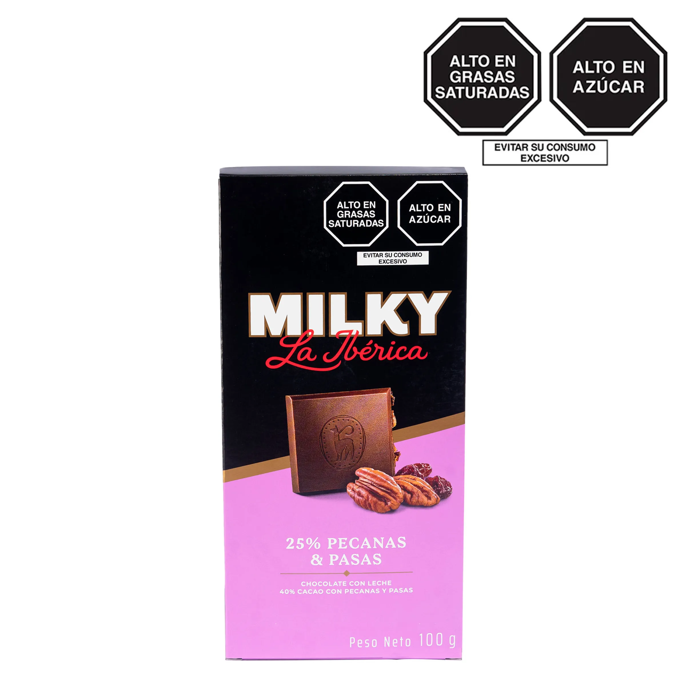 Tableta milky pecanas y pasas x 100 g - La Ibérica - Tienda Online