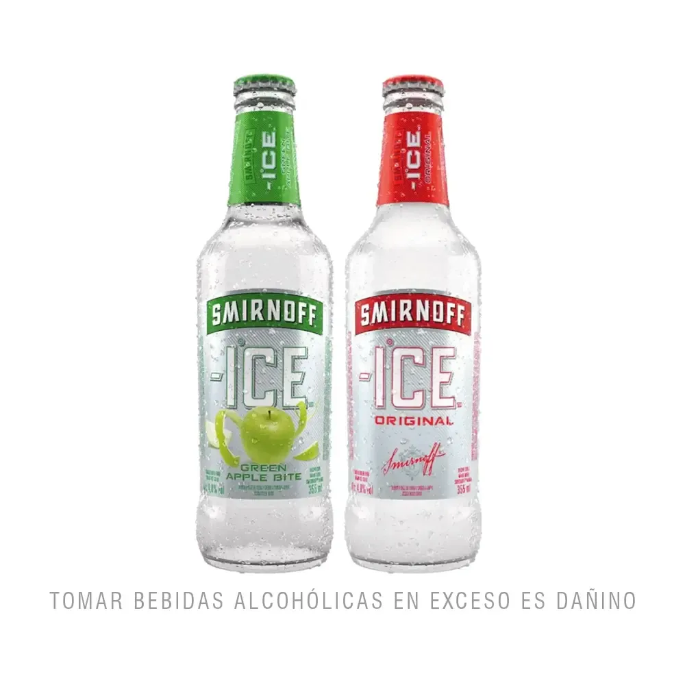 Pack (1 Rtd Smirnoff Ice Green Apple Botella x 355 Ml + 1 Rtd Smirnoff ...