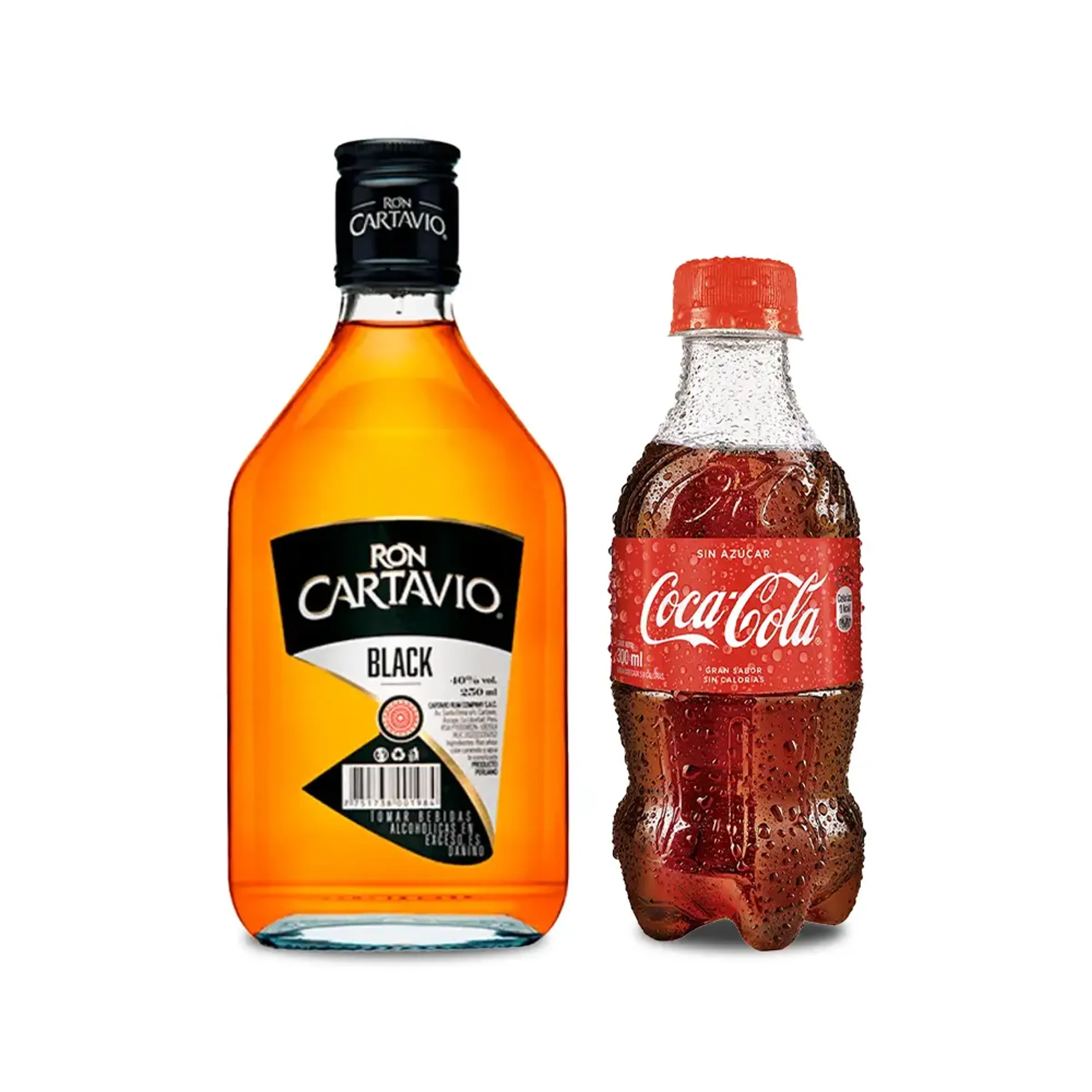 Pack (1 Ron Cartavio Black 250 ML + 1 Coca Cola Sin Azúcar 300 ML ...