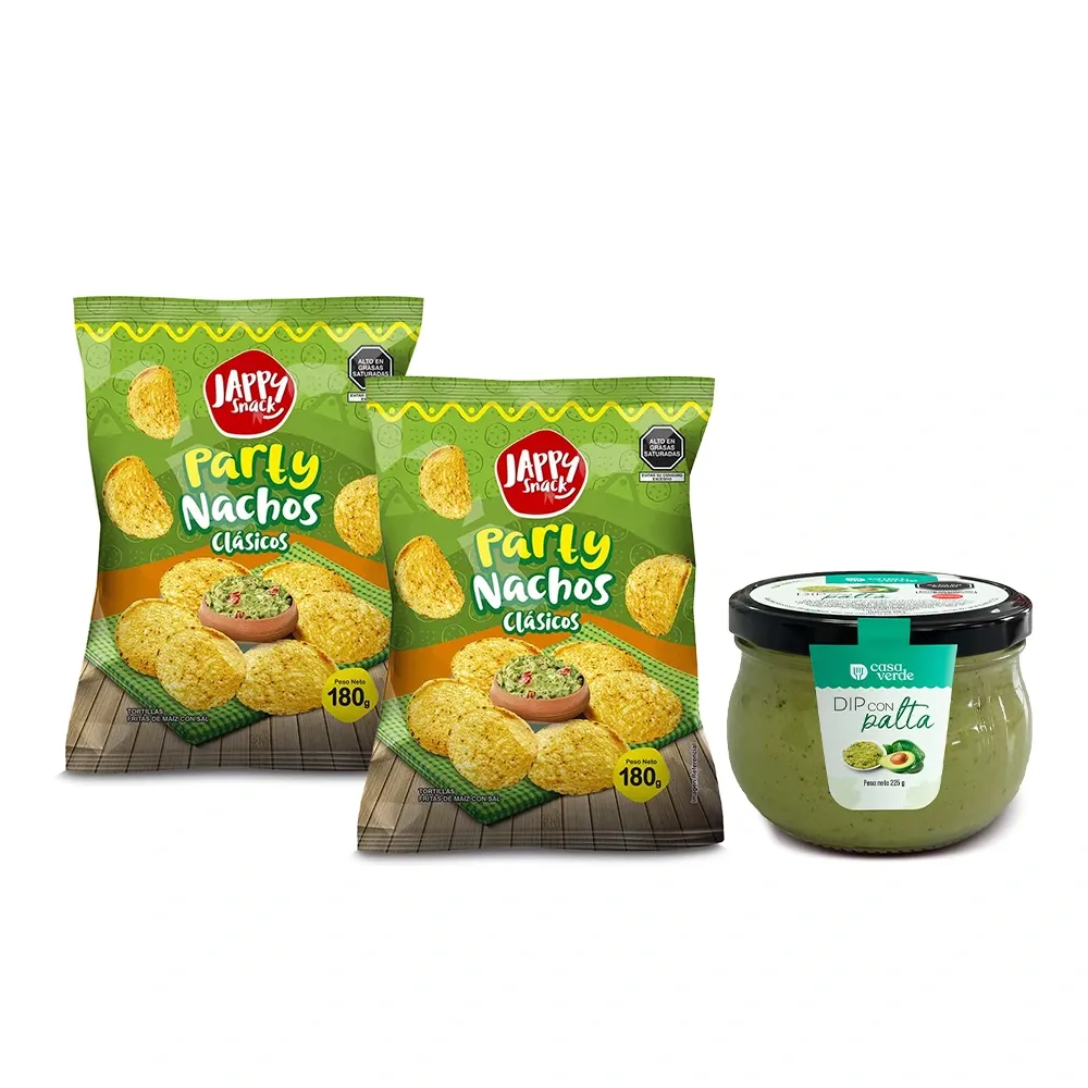 Pack (2 Nachos Jappy Snacks Original 180 Gr + 1 Salsa Dip Con Palta ...