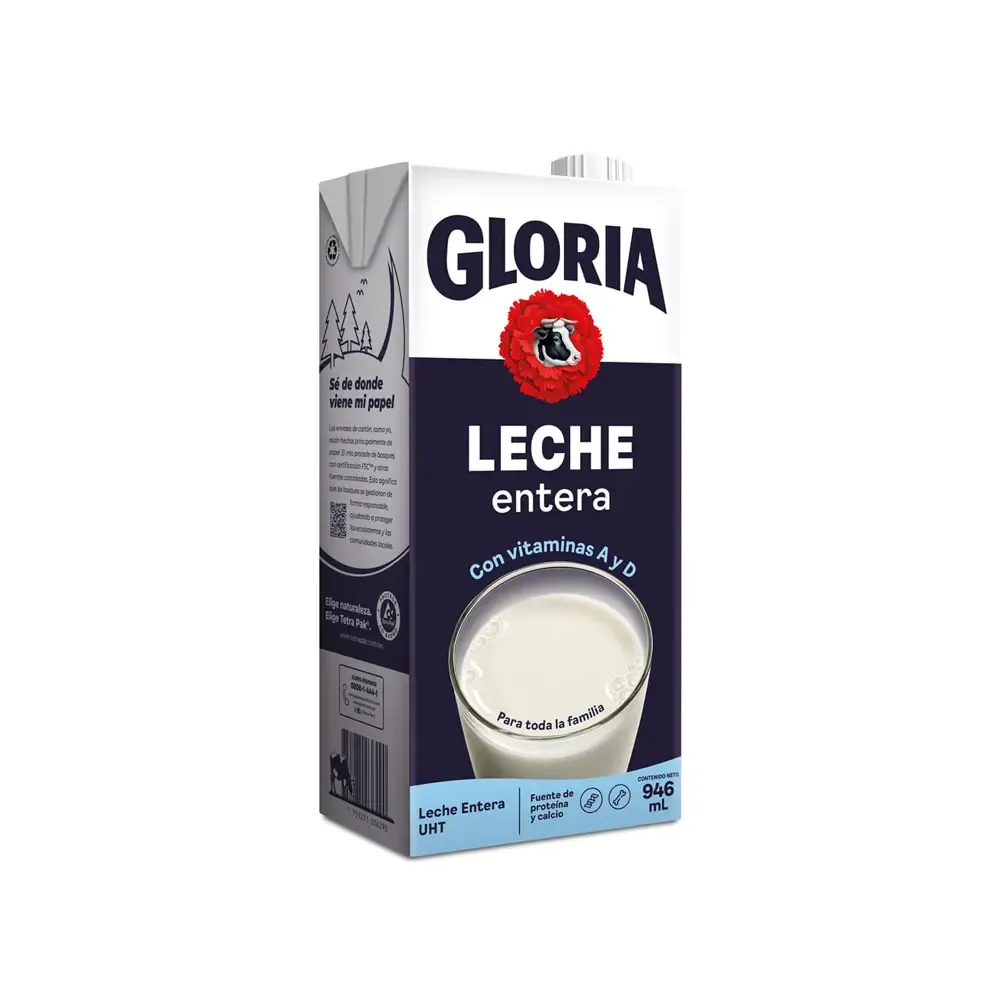 Leche UHT Gloria Entera 946 ML - Tambo | Cada vez más cerca