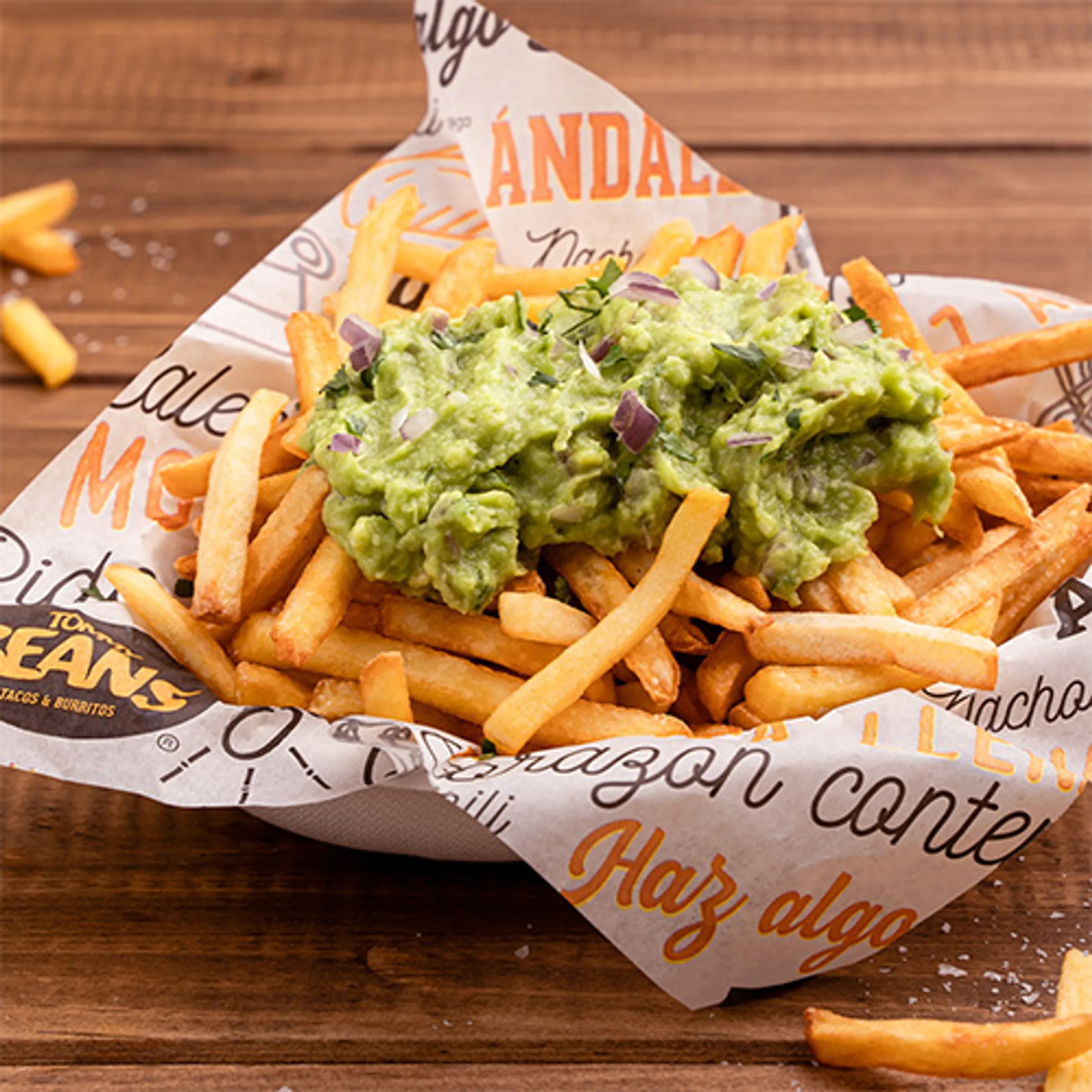 Papas fritas para compartir guacamole🌶️ - Tommy Beans - Burritos, tacos ...