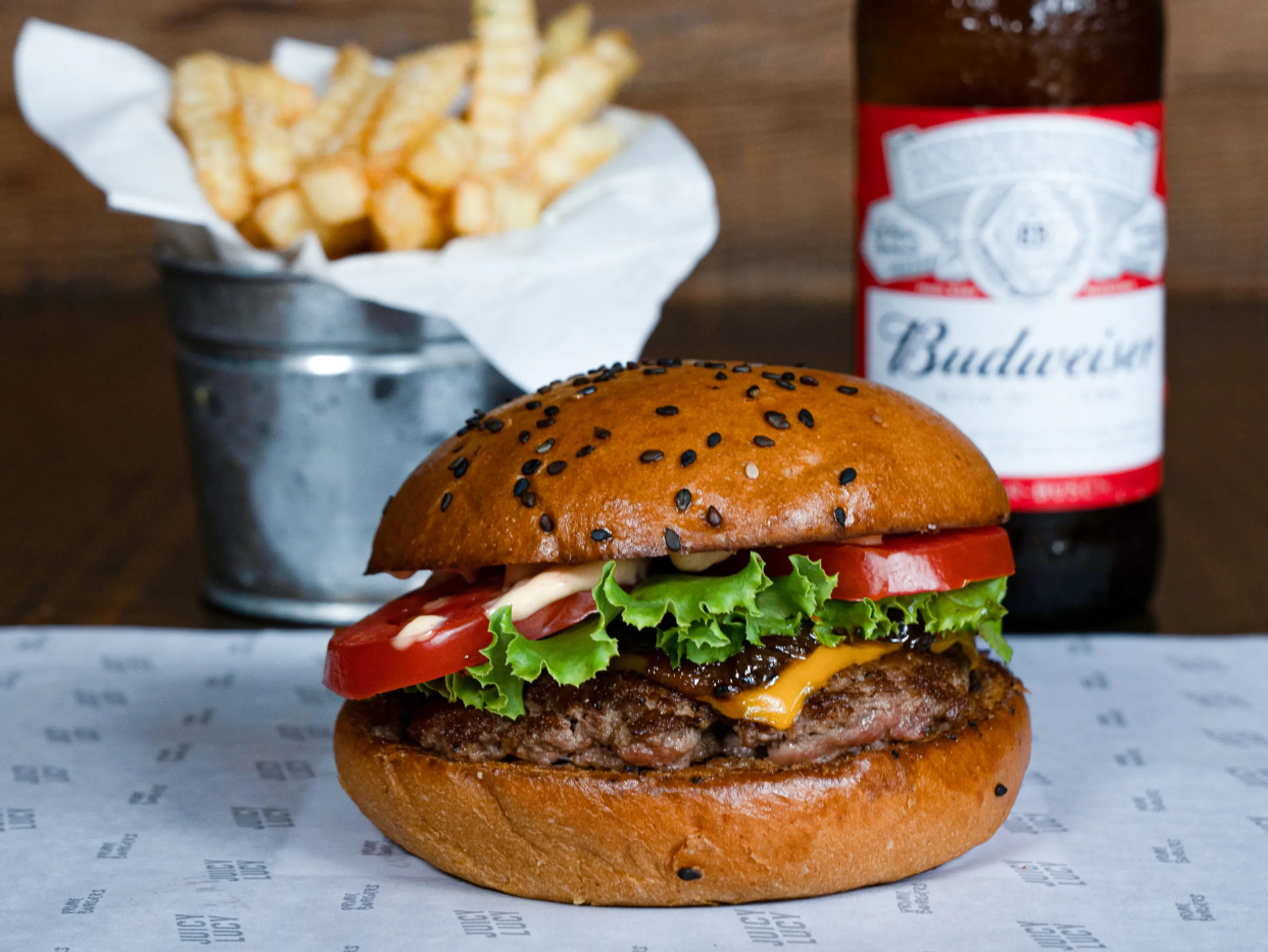 Smash and beer combo - Juicy Lucy | Prime Burgers