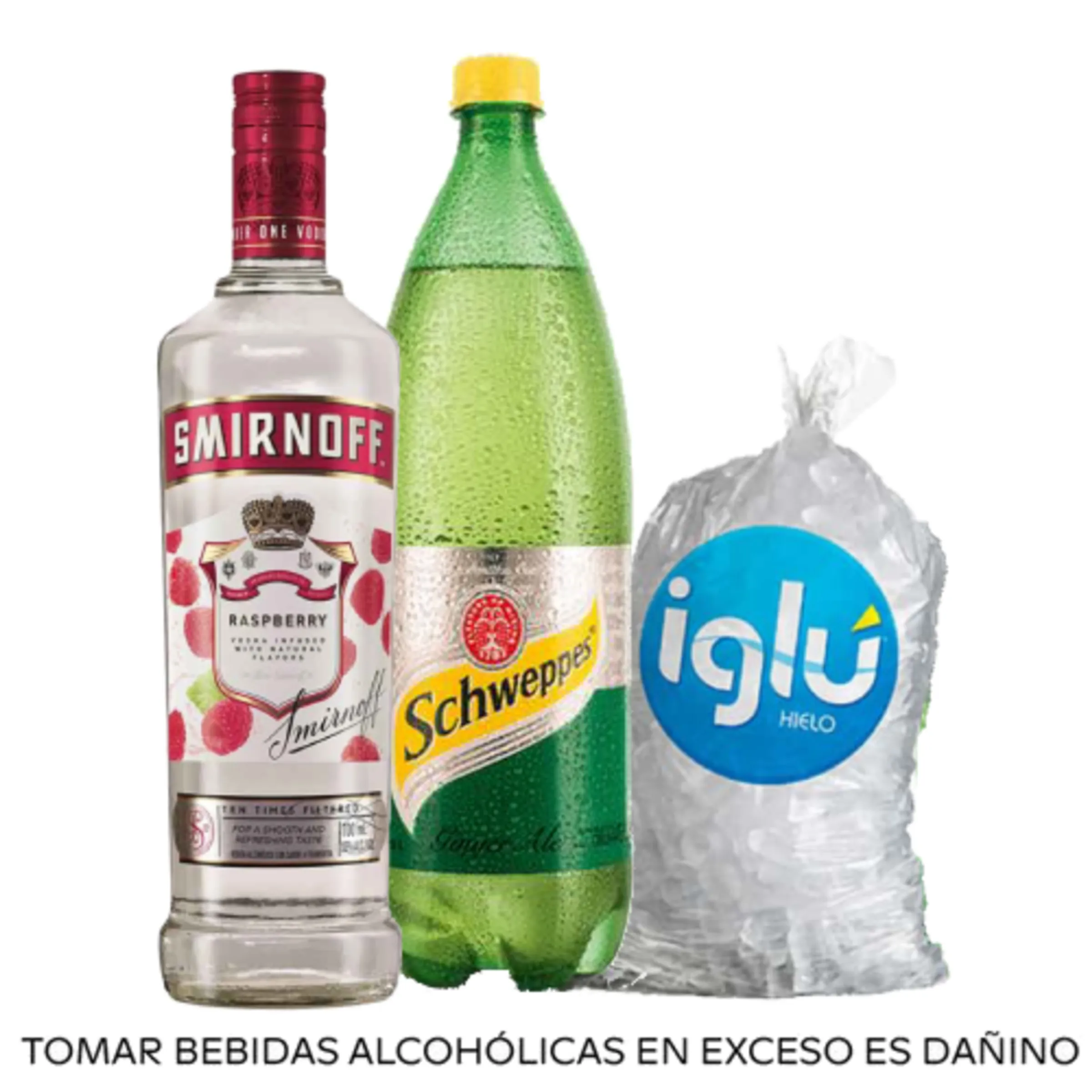 Pack (1 Schweppes Ginger Ale x 1.5 Lt + 1 Vodka Smirnoff Raspberry x ...