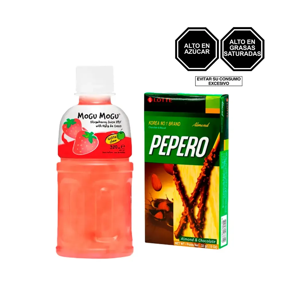 Pack (1 Jugo Mogu Mogu Fresa 320 Ml + 1 Palitos Pepero Almond ...