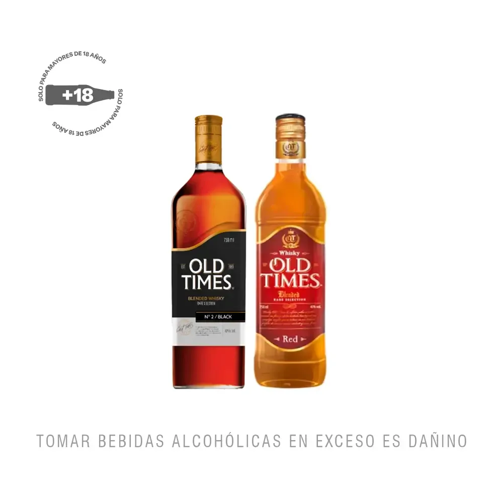 Pack (1 Whisky Old Times Red Label x 750 Ml + 1 Whisky Old Times Black ...