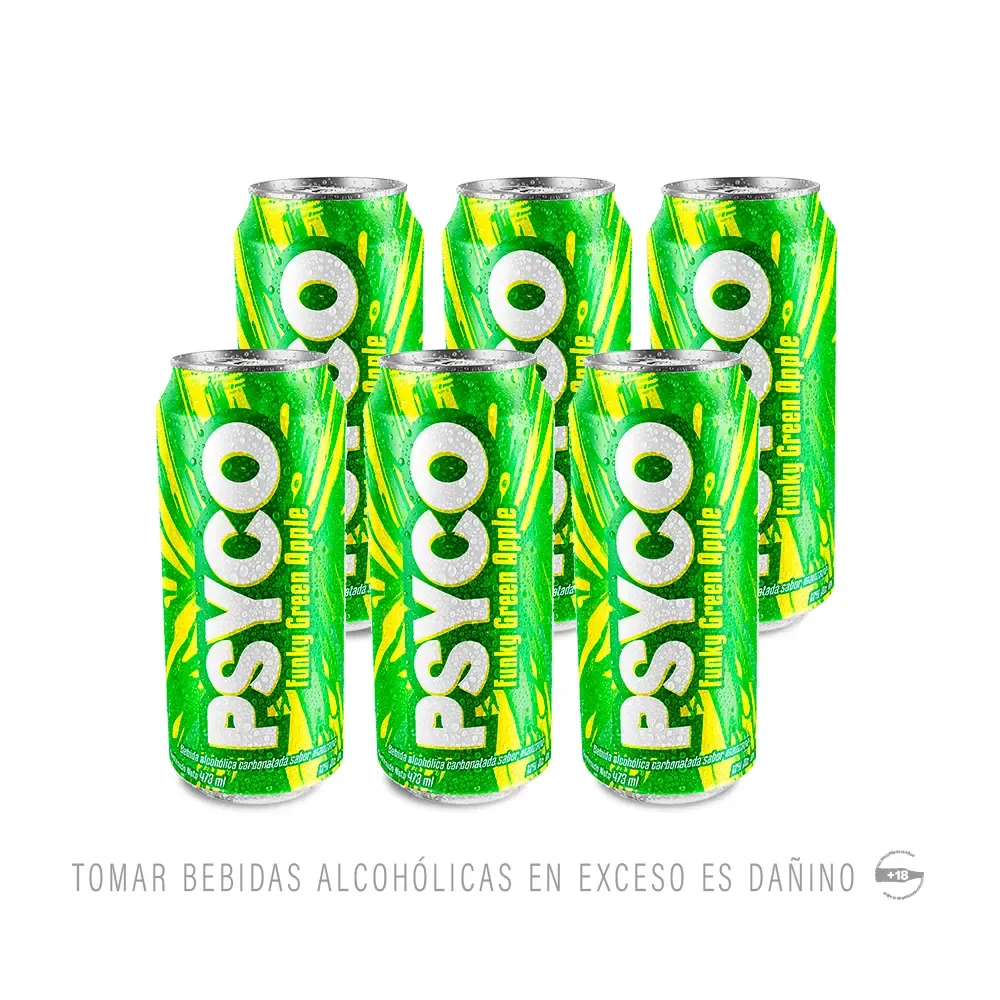 Pack 6 Psyco Funky Green Apple 473 Ml - Tambo | Cada vez más cerca