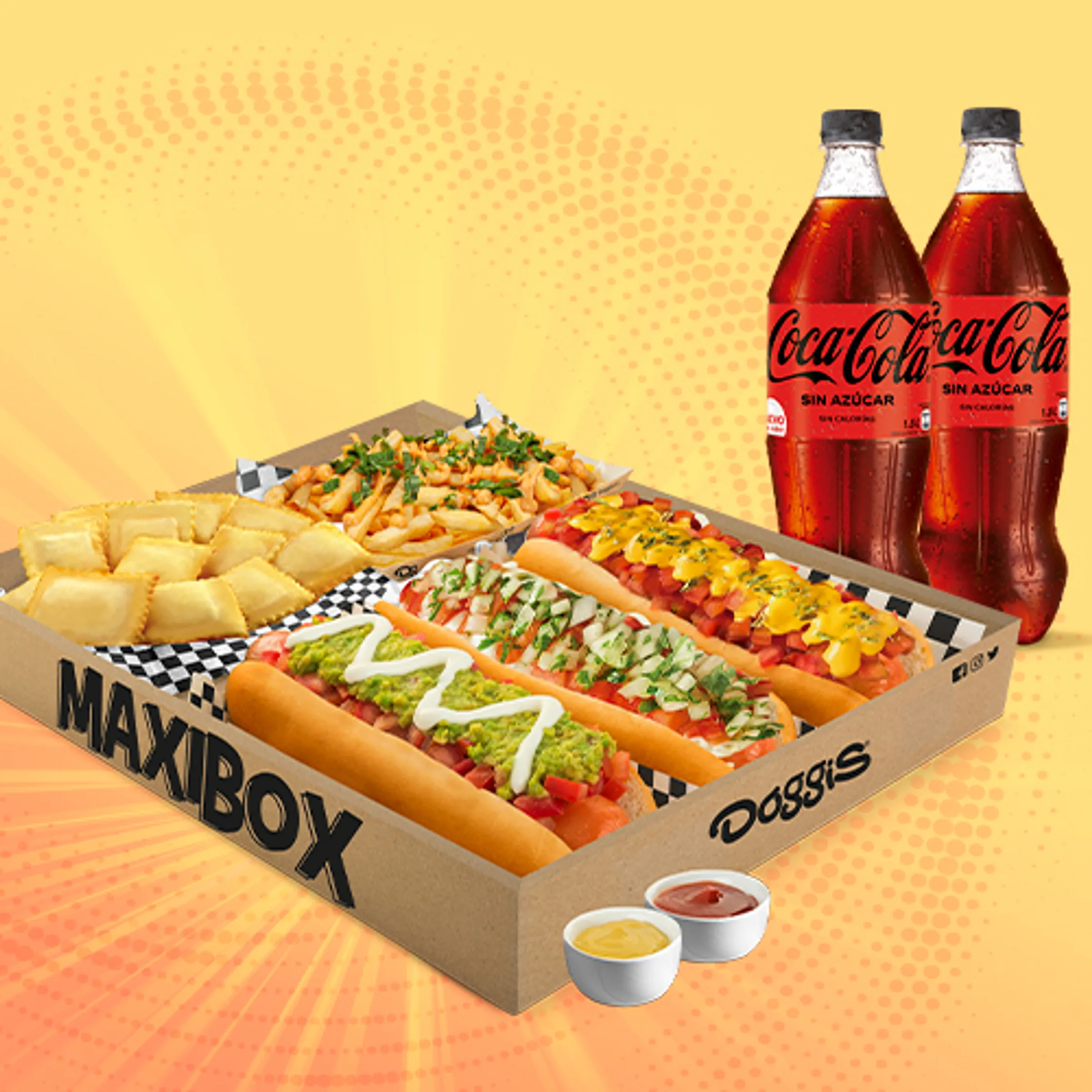 Maxi Box + Coca Cola Sin Azúcar Gratis - En Doggis siempre te apañamos ...