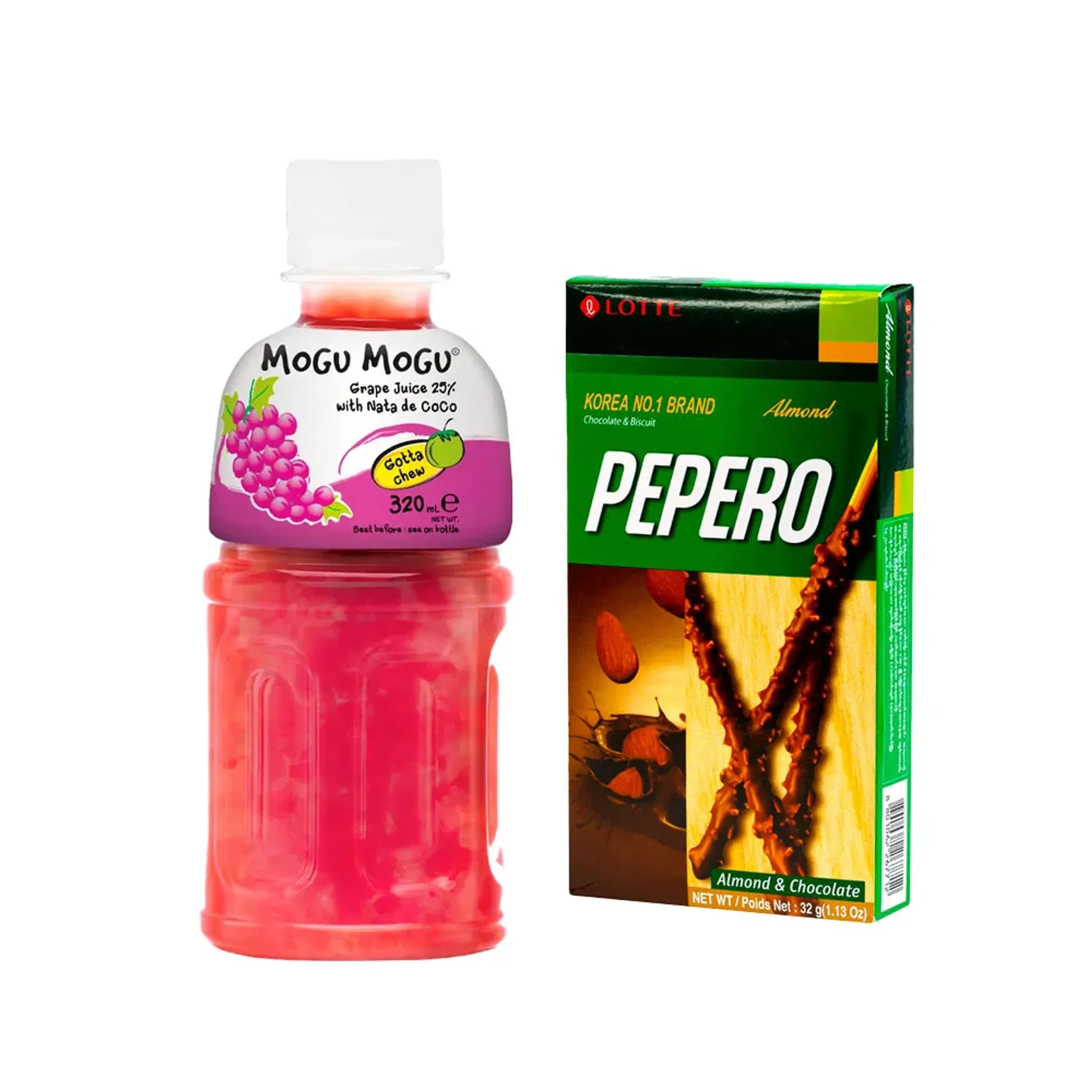 Pack (1 Jugo Mogu Mogu Uva 320 Ml + 1 Palitos Pepero Almond & Chocolate X 32 Gr) - Tambo | Cada ...