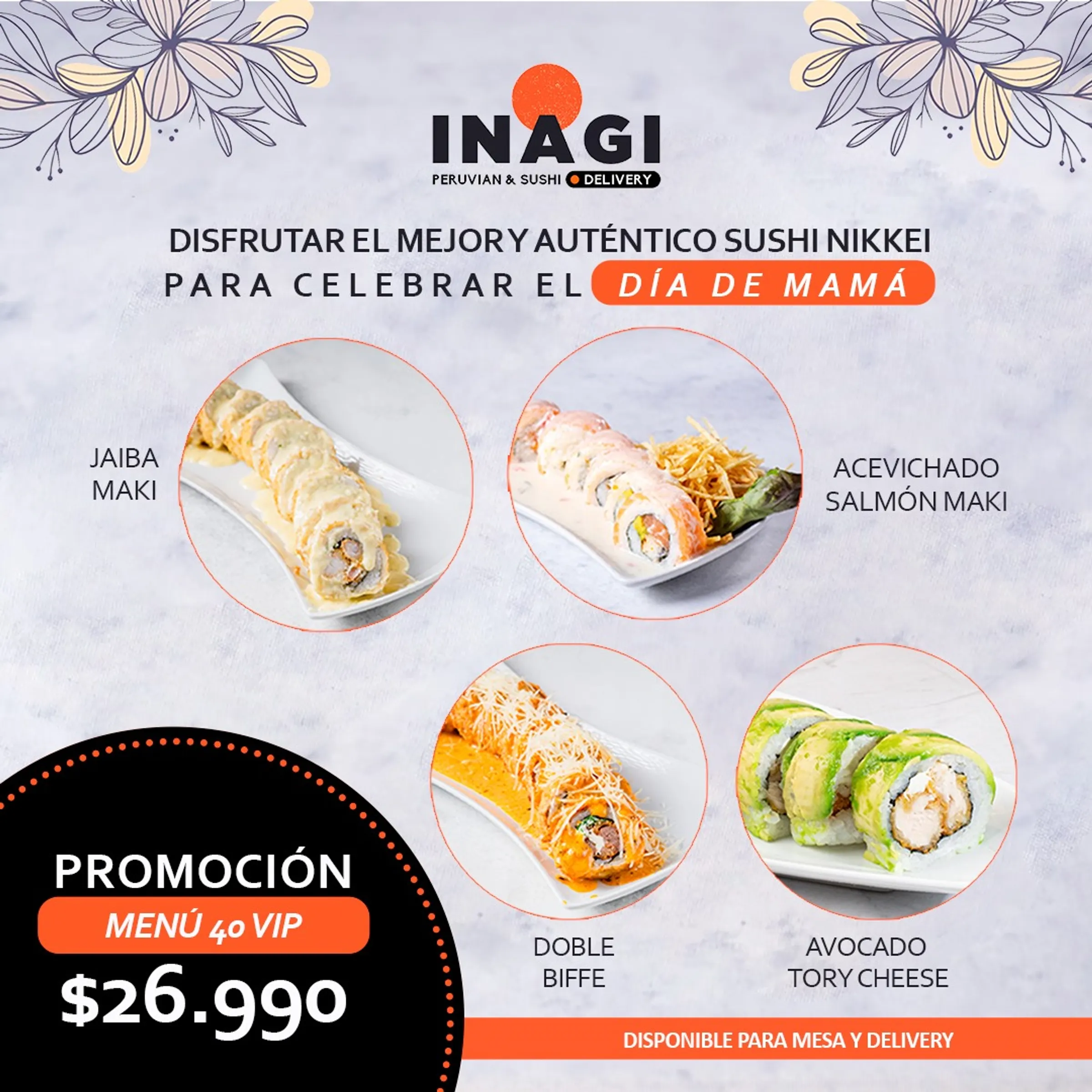 Menú 40 Vip - Inagi - Comida peruana y sushi nikkei - Restaurante y ...