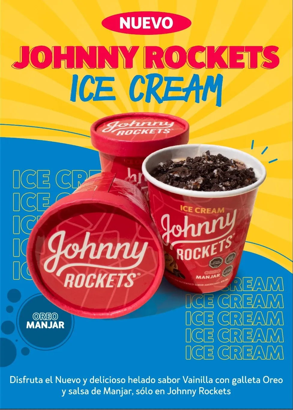 JR Ice Cream Oreo & Manjar 467ml - Johnny Rockets | Burgers, shakes ...