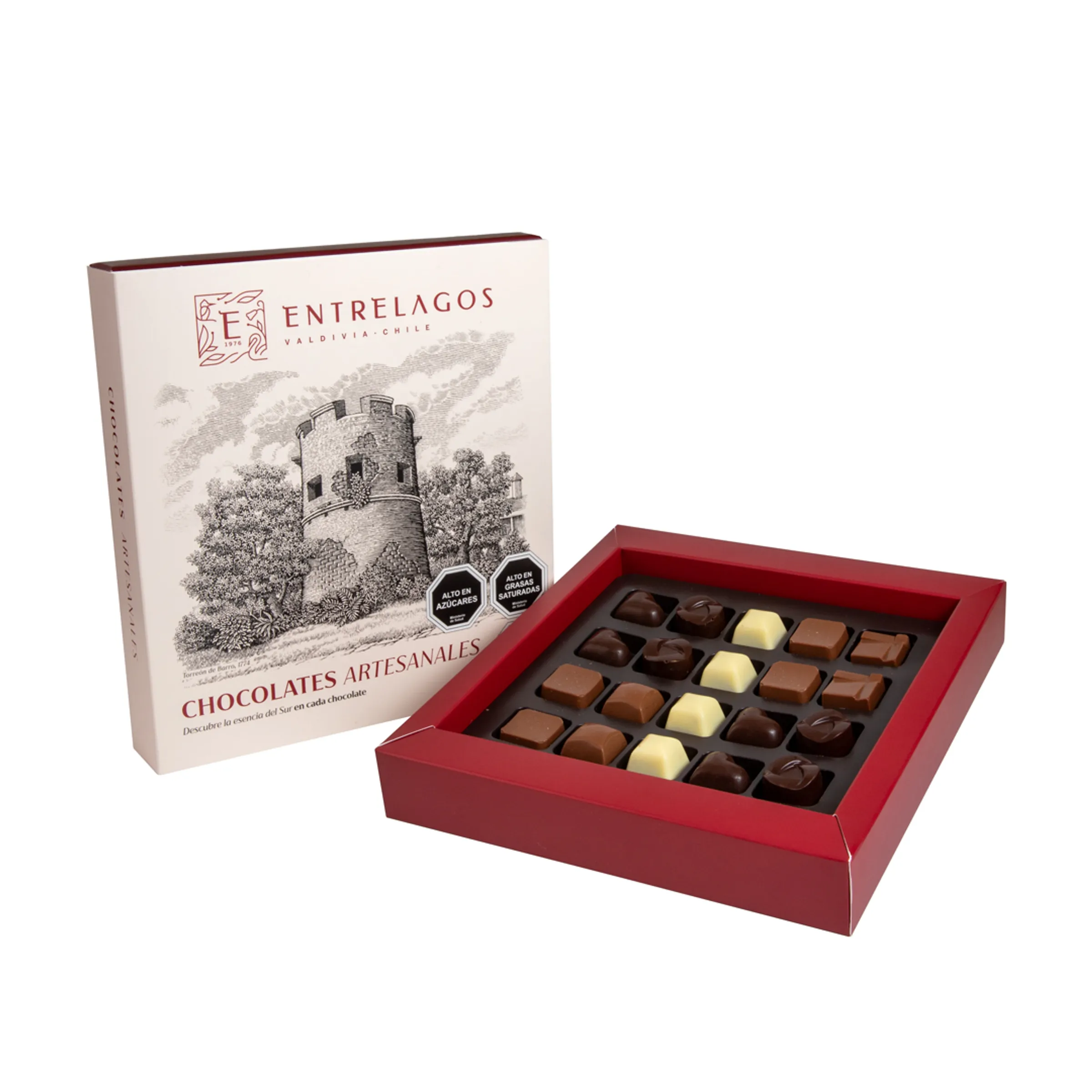 521 - Caja bombones 205 gr. - Chocolatería Entrelagos - Chocolates y ...