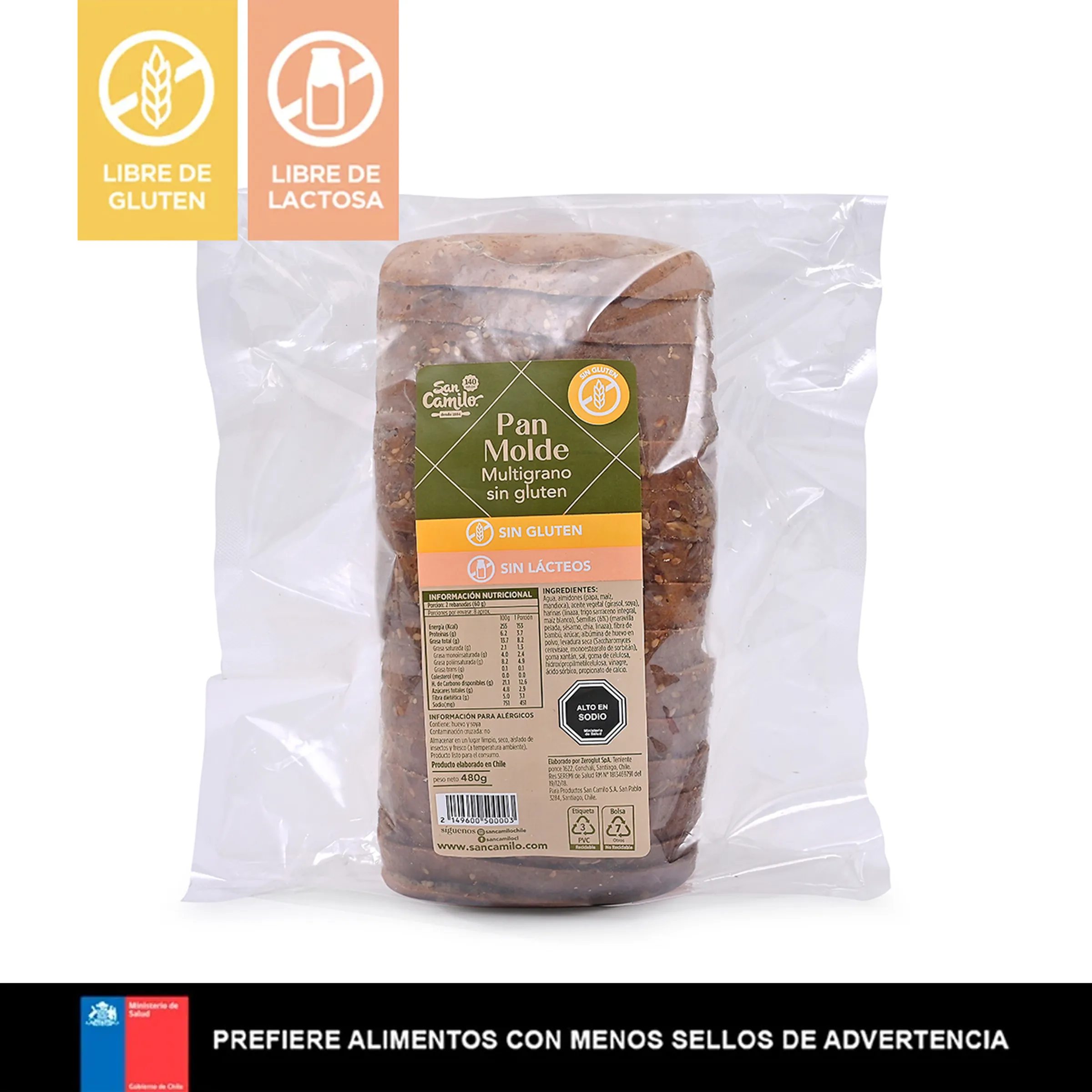 Pan Molde Multigrano Sin Gluten 420 grs. - San Camilo - Tienda Online ...