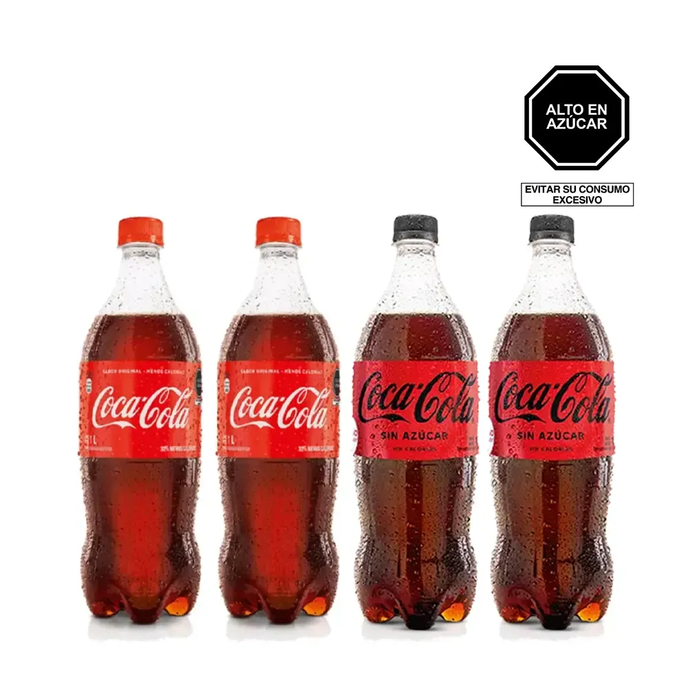 Pack (2 Coca Cola x 1 Lt + 2 Coca Cola Sin Azúcar Pet x 1 Lt) - Tambo ...