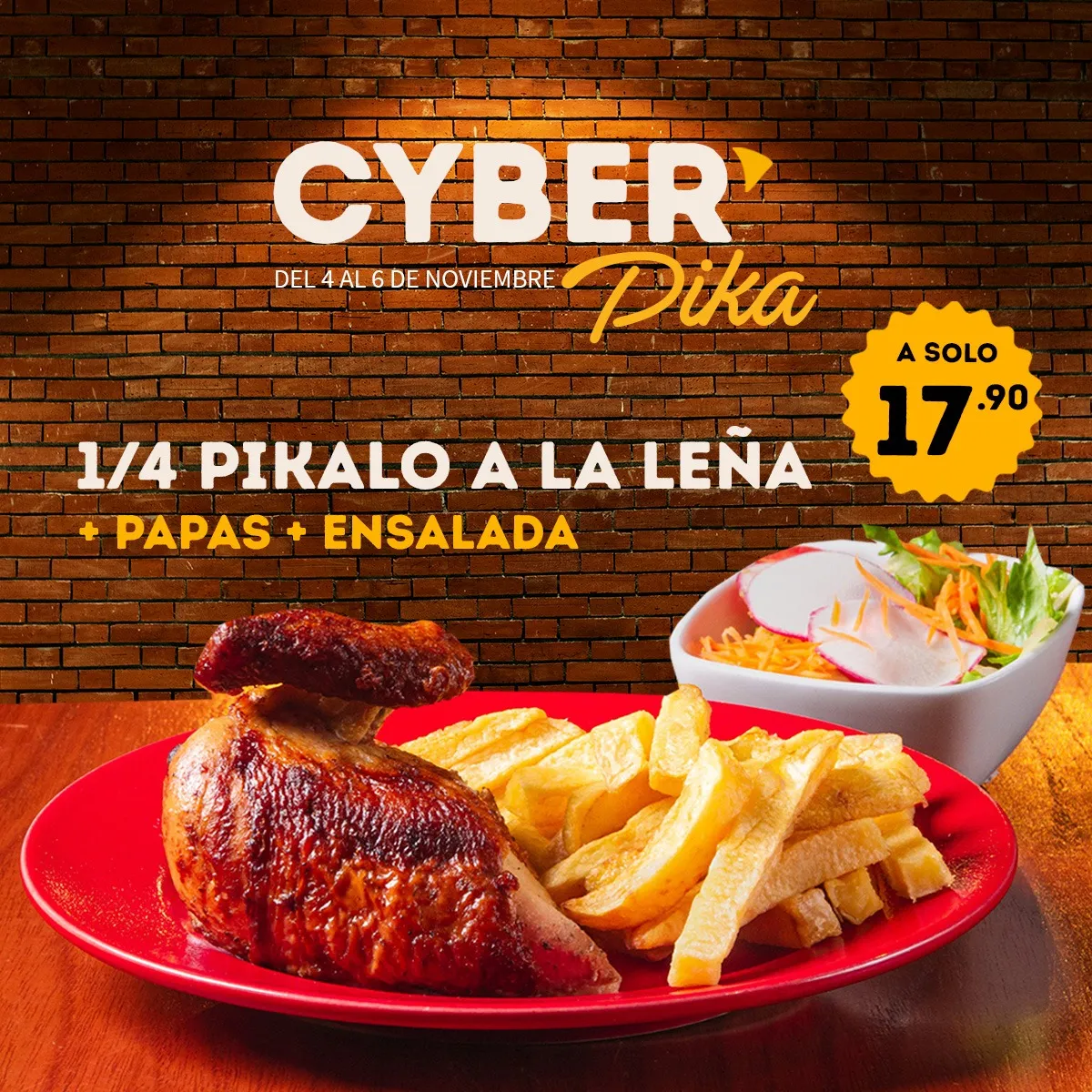 Cyber 1/4 Pollo - Píkalo | Pollo a la brasa de leña