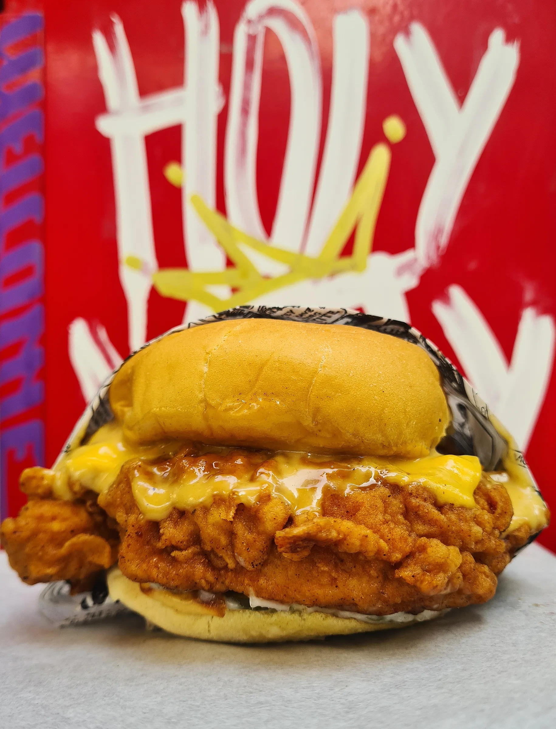 Honey Mustard Chicken Burger - Holy Moly - Back To Basics