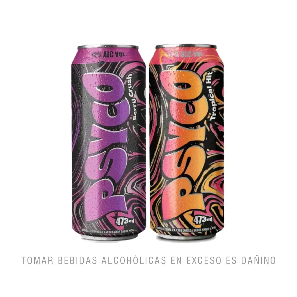Pack (1 Rtd Psyco Berry Crush x 473 Ml + 1 Rtd Psyco Tropical Hit x 473 ...
